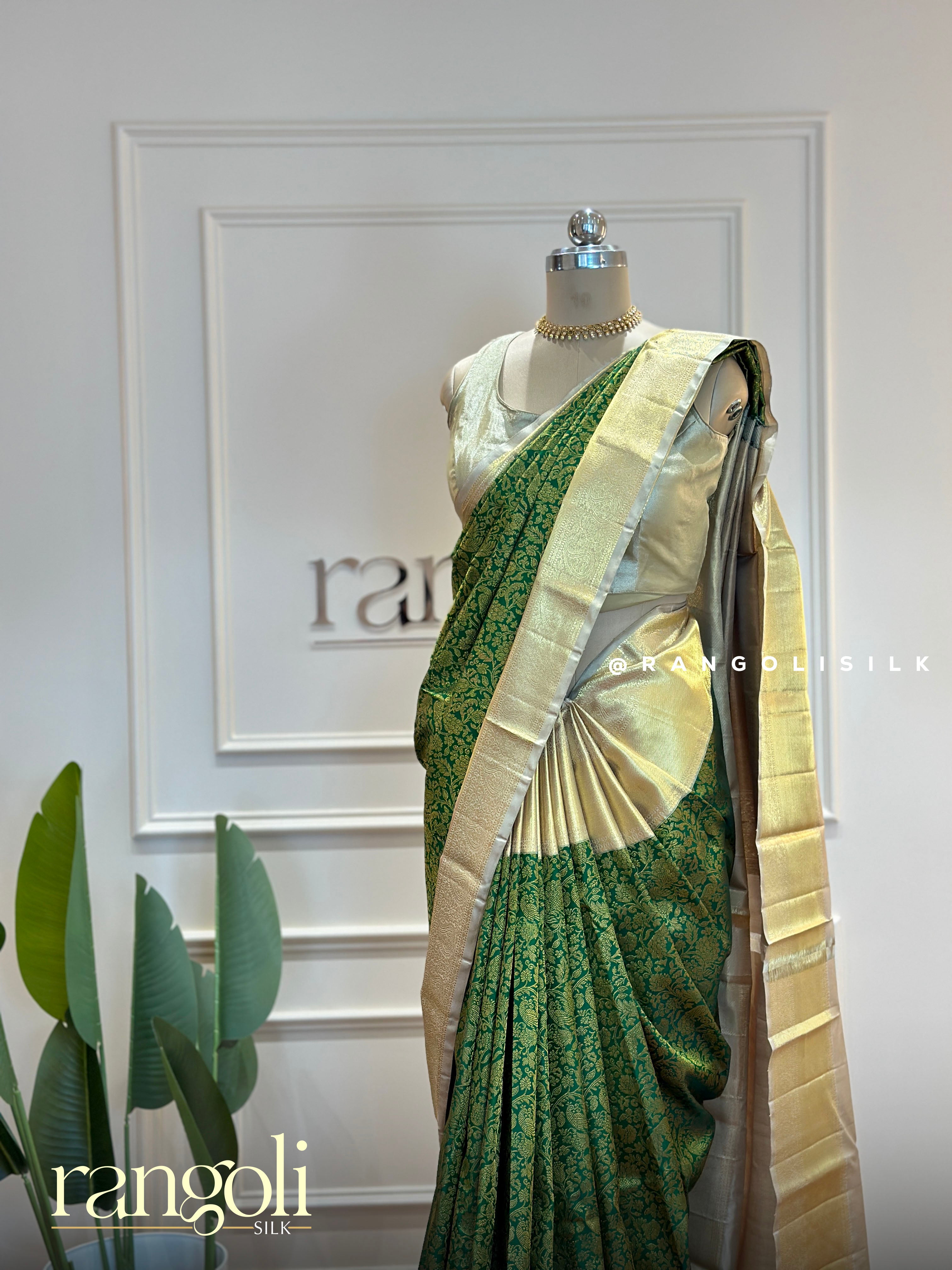 Pure Kanjivaram Silk Saree with Gold Zari and Contrast Border - Post 3 ...